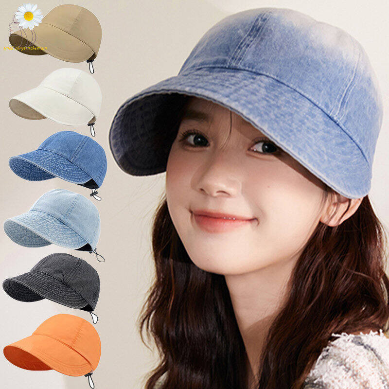 Foldable Wide-Brimmed Sun Hat Drawstring Adjustable Hat Men Women Beach ...