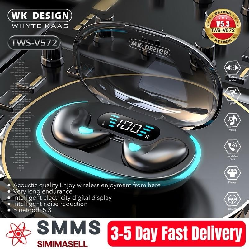 WK DESIGN Model: TWS-V572 Cool Blue LED TWS Wireless SleepBuds with ...