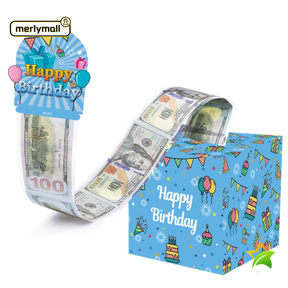 MERLYMALL Cash Pull Gift Boxs, with Pull Out Paper Birthday Money Box ...