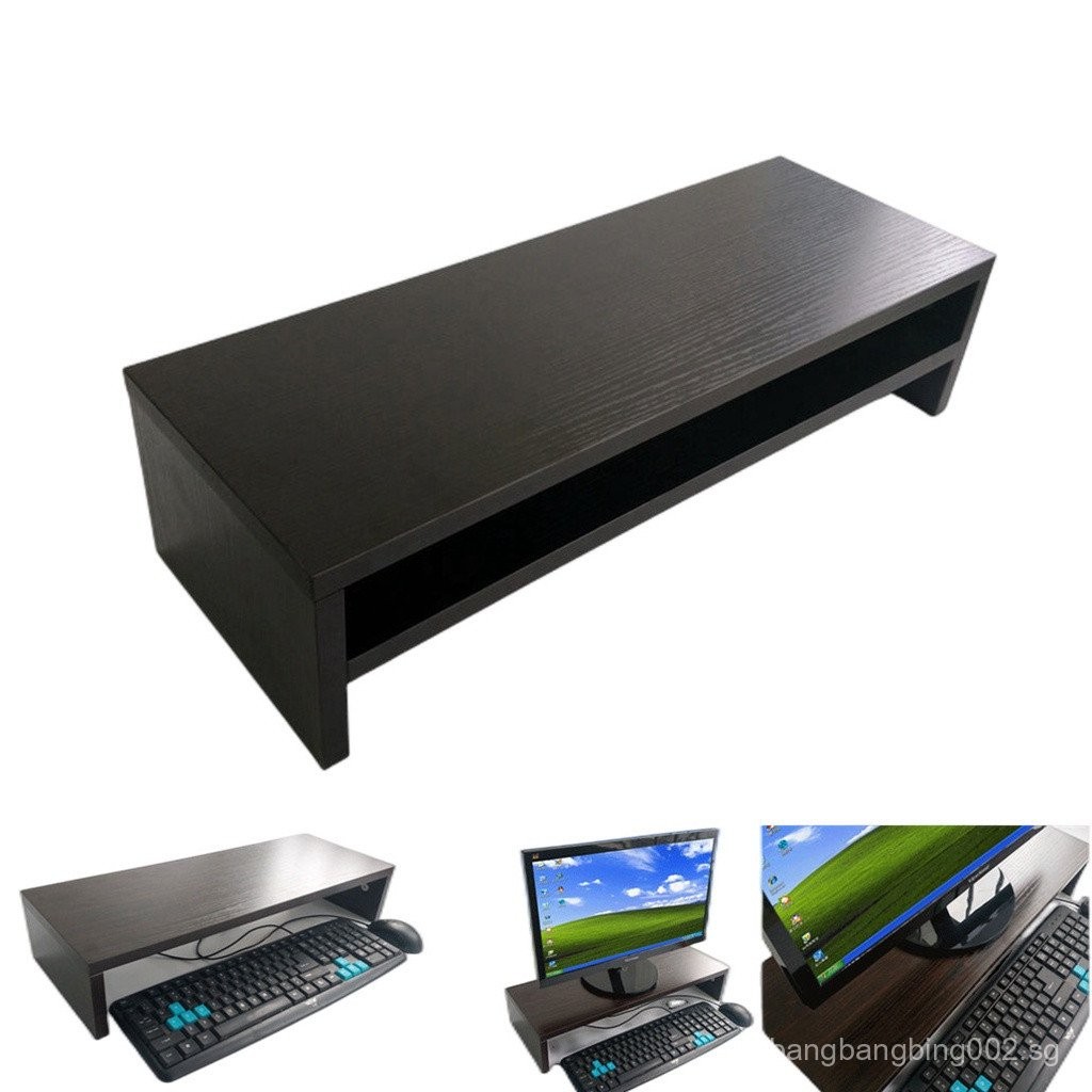 YSSH White Desktop Monitor Stand Computer Screen Riser Wood Shelf Plinth Laptop / Office ...