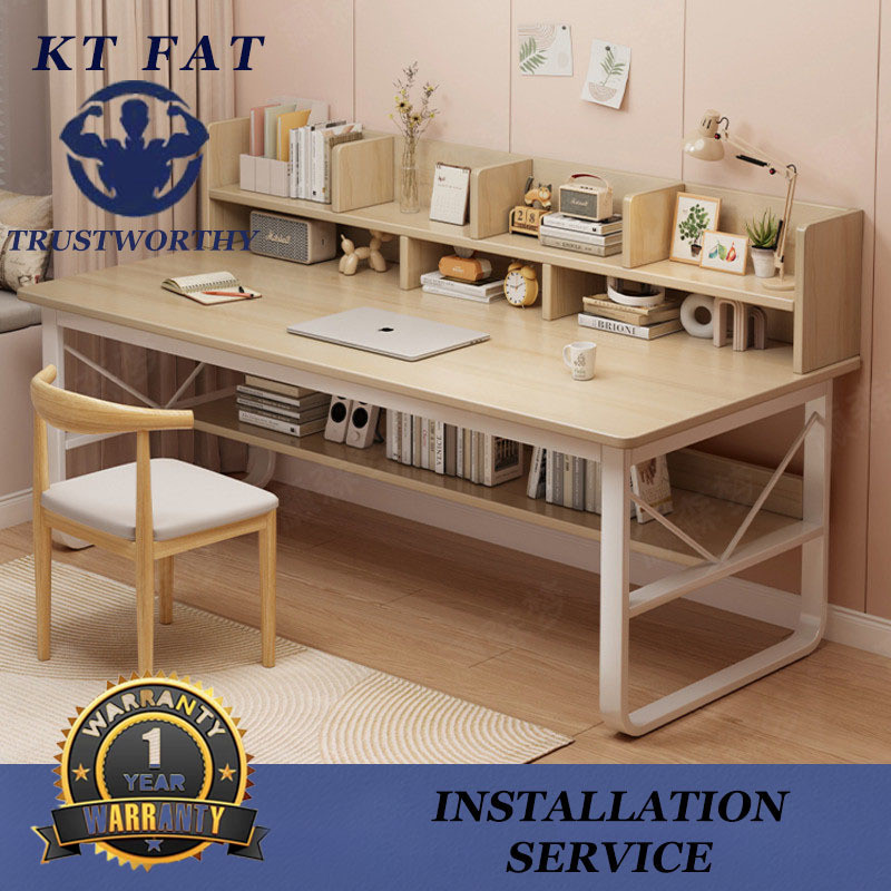 KT FAT Computer Desk For Home Use Study Table Writing Table Bookshelf ...