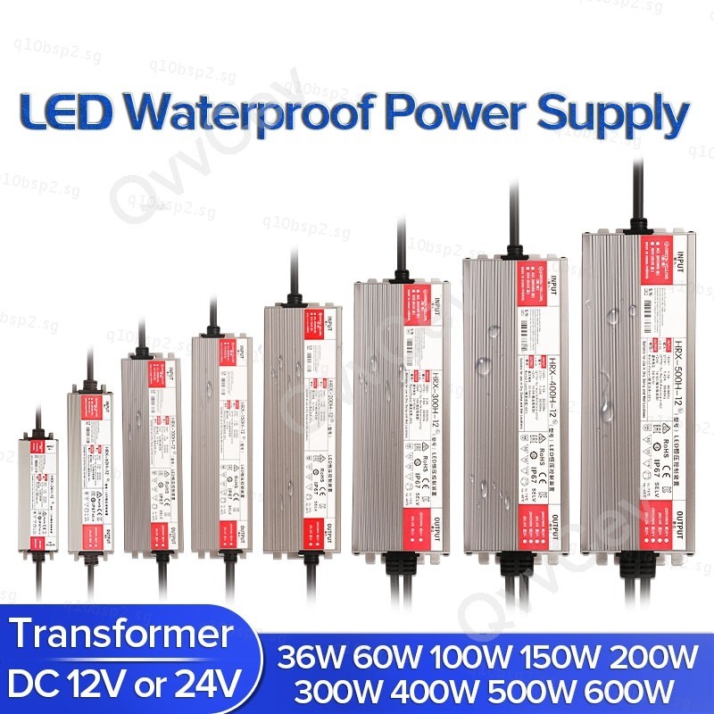 LED Driver DC 12V 24V IP67 Waterproof Lighting Transformers for Outdoor Lights Power Supply 36W ...