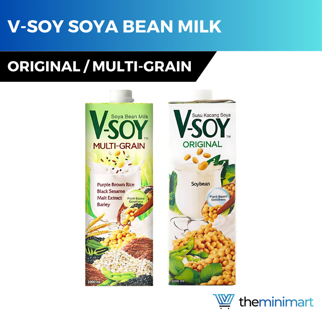 V-SOY Soya Bean Milk UHT Original Multigrain 1L High Quality Soybean ...
