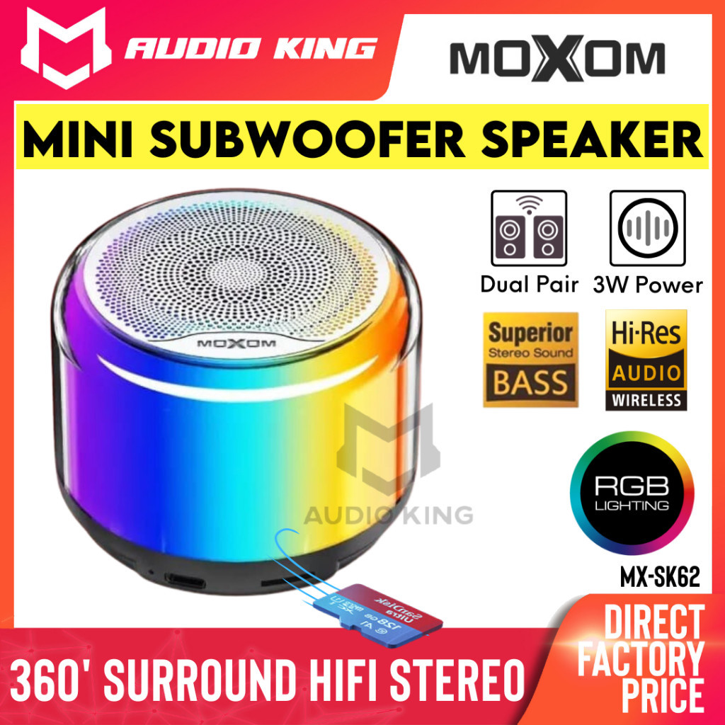 MOXOM Mini Subwoofer Super Bass Power Bluetooth Speaker Woofer Box SD ...