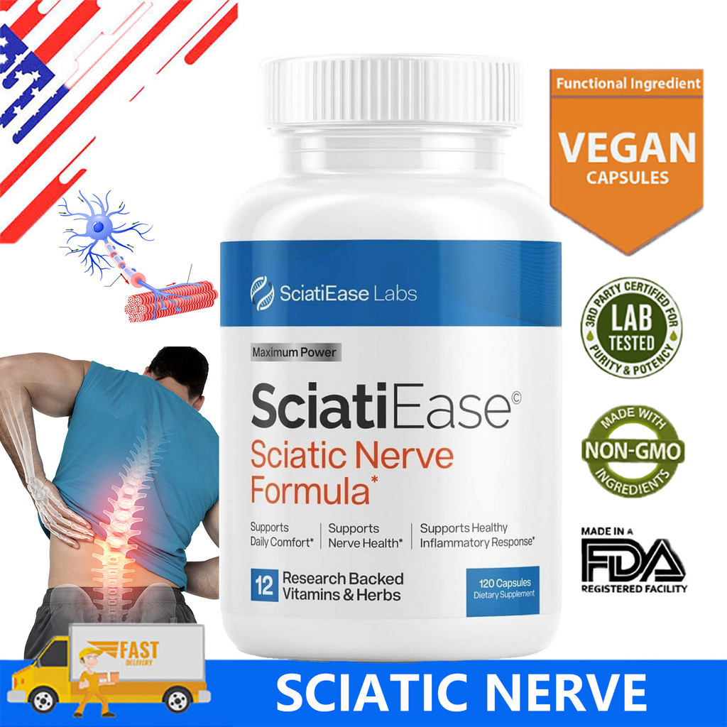 SciatiEase Sciatic Nerve Health Support - Supplemented with AlphaPalm, Pea, Vitamin B Complex ...