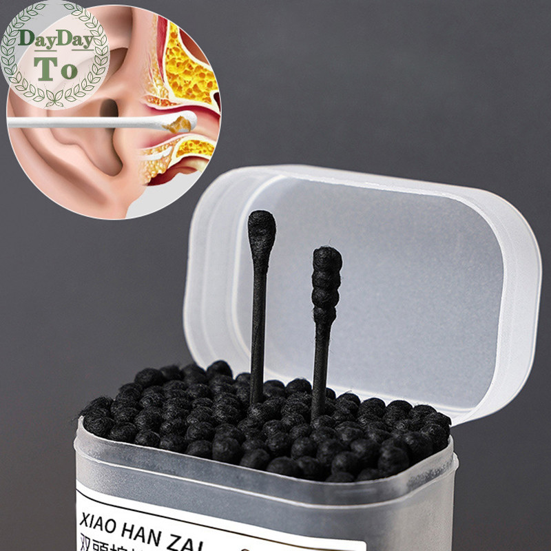 DayDayTo 100Pcs/Box 2-in-1 Ear Digging Spoon Double Ended Cotton Stick ...