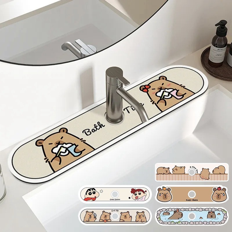 Creative Capybara Drain Mats Cartoon Quick-dry Toilet Faucet Home ...