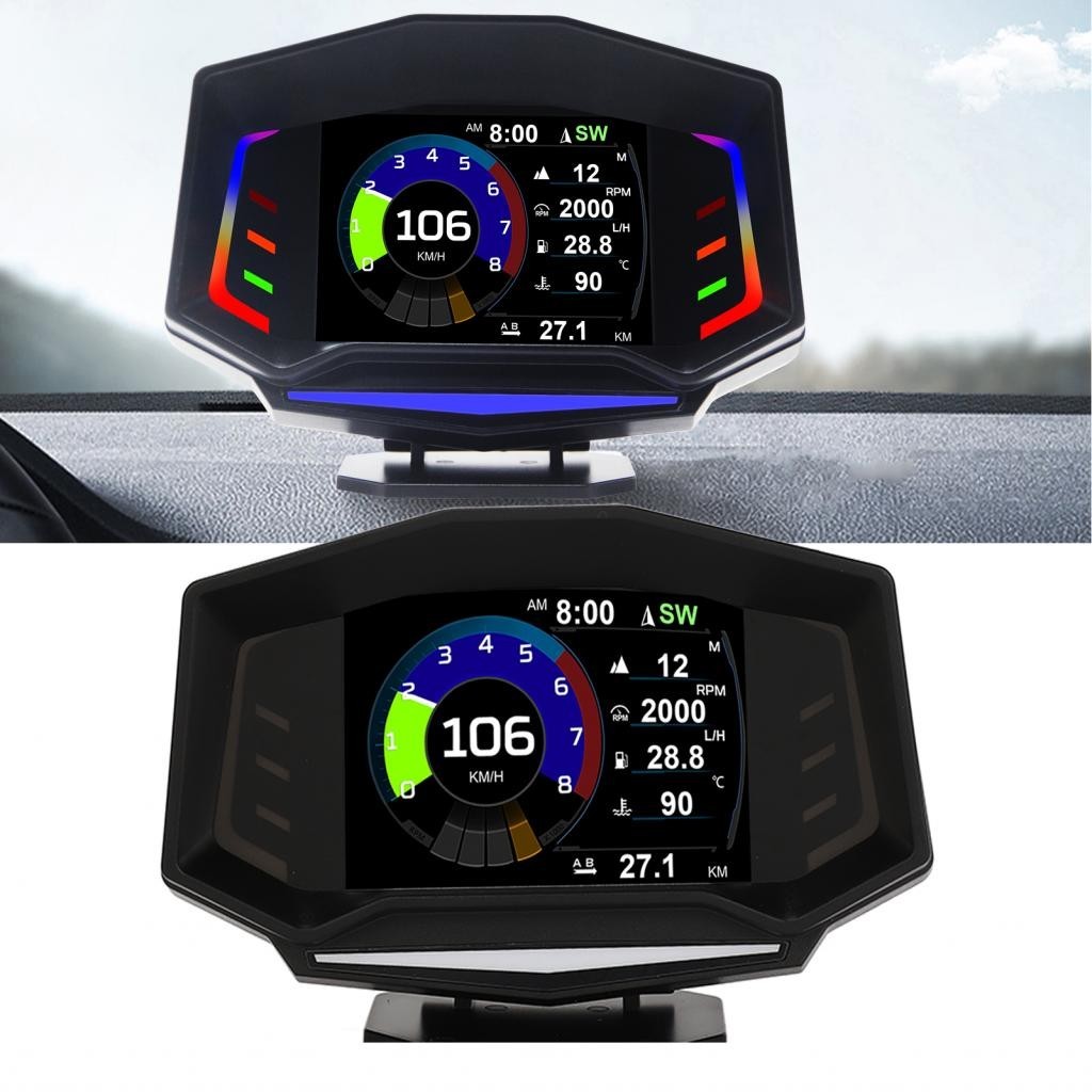 Usihere OBD II HUD Display GPS Smart Meter LCD Screen Voltage ...