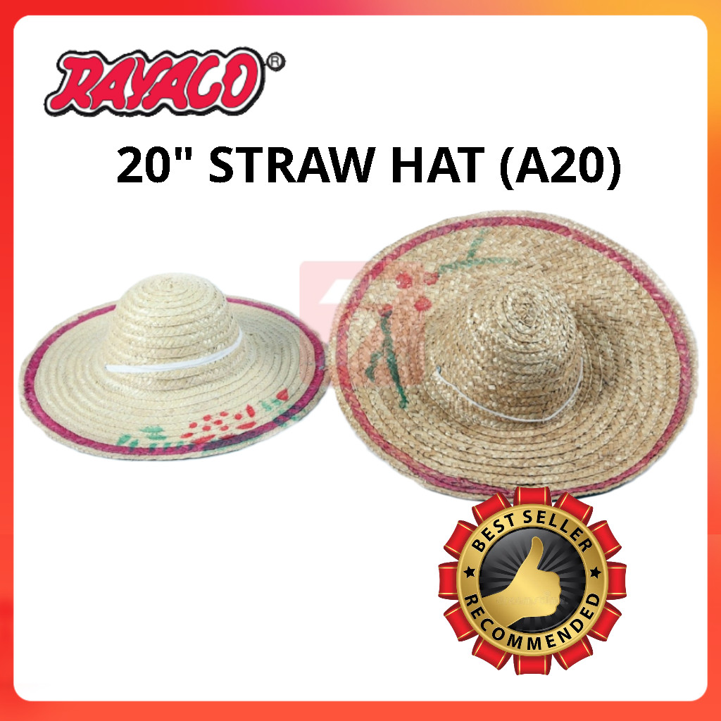 20" Grass Straw Farmer Hat Cap l Topi Rumput Jerami Petani | Shopee ...