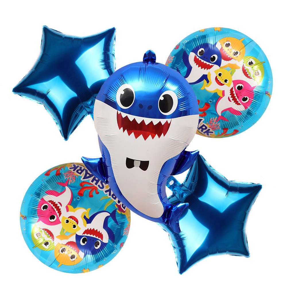 5 Pcs Shark Balloons Set, 25 Inch Large Shark Foil Balloons,Shark Party ...