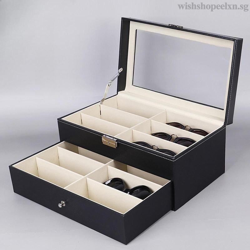 PU Leather Eyeglass Case Organizer 12 Pairs of Double- Glasses Case ...