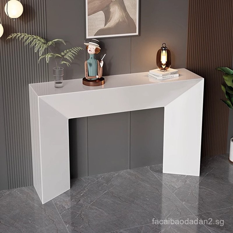 Cream Style Console Tables Extremely Narrow Wall Entrance Side View ...