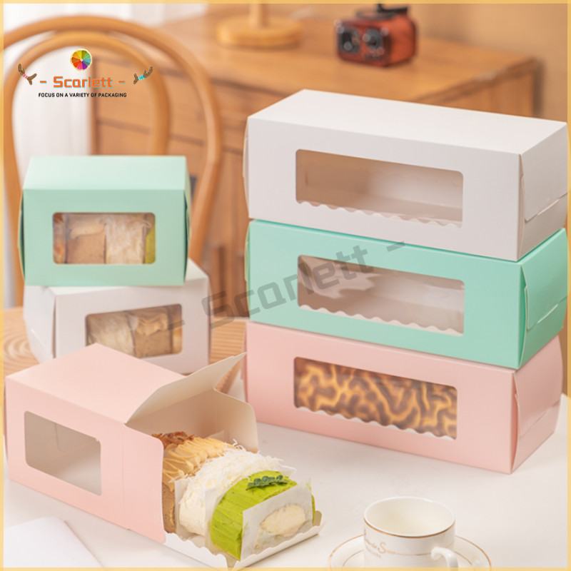 [20&50pcs] Rectangular Cake Roll Packaging Box With Transparent Window ...