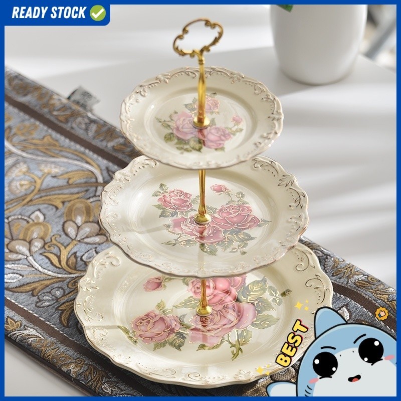YU Ready Stock European 3 Tier Ceramics Cake Stand Cupcake Stand ...