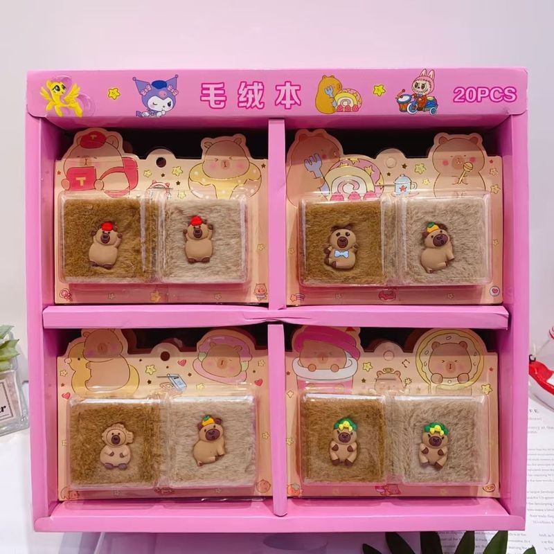 2025 Capybara Cute Cartoon Mini Plush Notebook Kawaii Color Page Diary ...