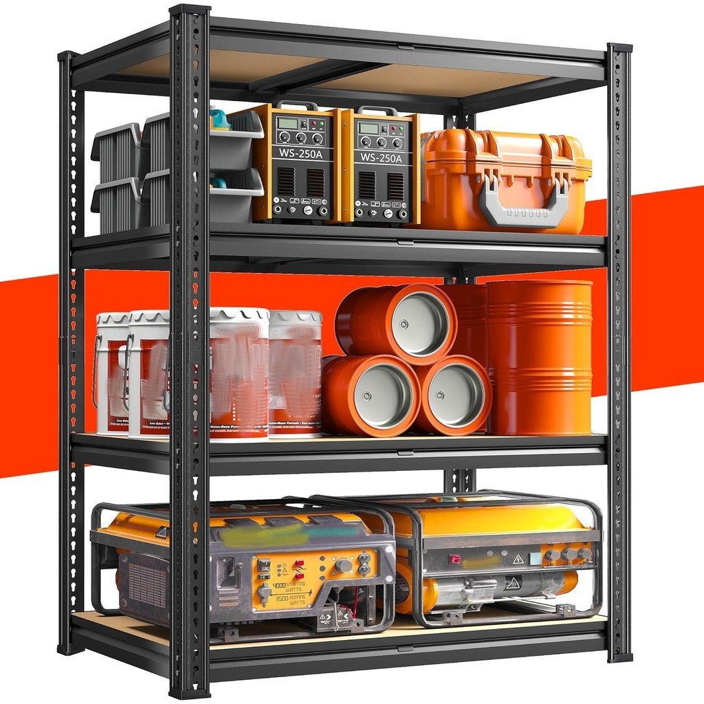 REIBII 60" H Garage Shelving Heavy Duty 4 Tier Storage Shelves Load ...