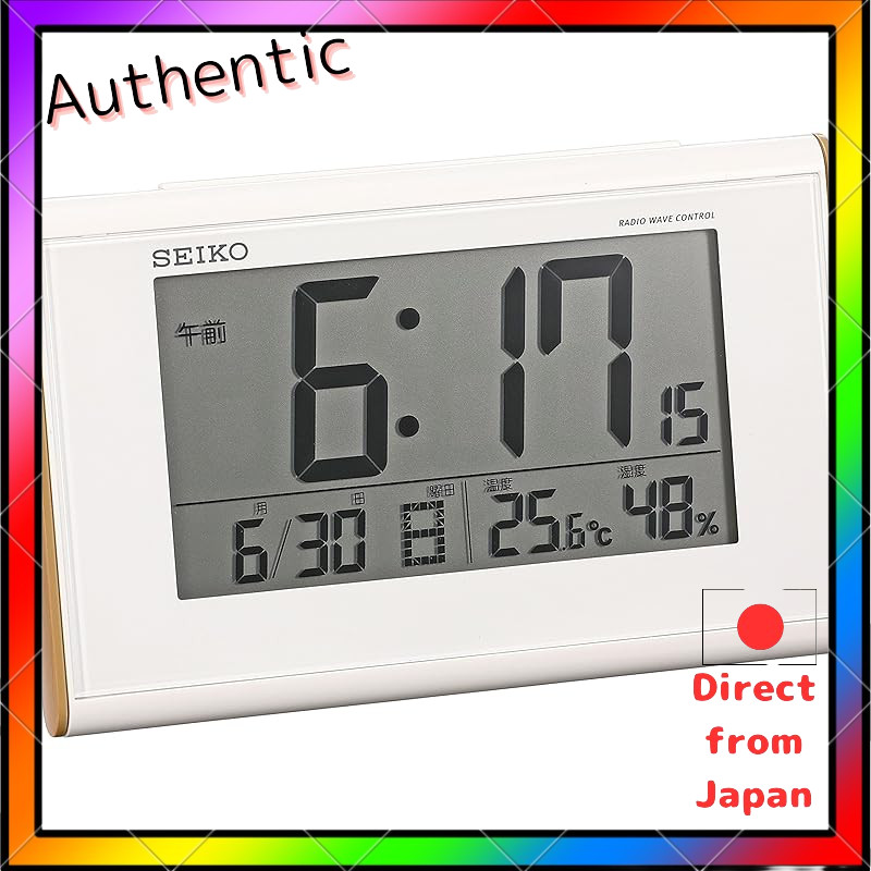 Seiko Clock Alarm Clock Radio-controlled Digital Calendar Temperature ...