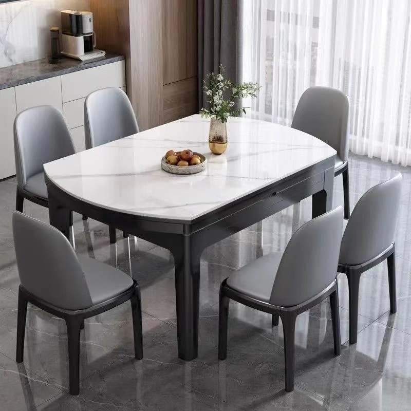 2024New Vintage Nordic Dining Table and Chairs Convertible Round Table ...