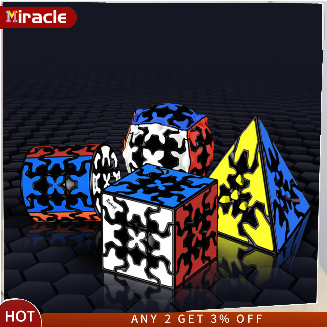 MIRACLE Qiyi Gear 3x3 Magic Cube Professional Pyramid Cylinder Speed ...