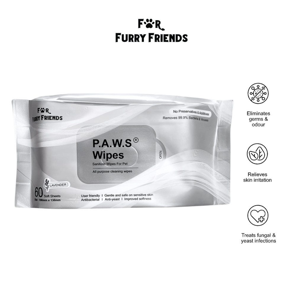 (For Furry Friends) P.A.W.S Wipes (Lavender) | Shopee Singapore