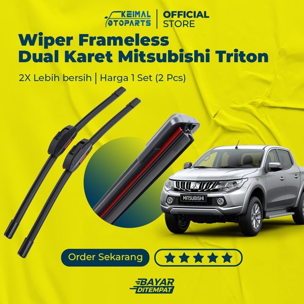 Triton Double Blade Dual Rubber Wiper 1 Set Left and Right Pair ...