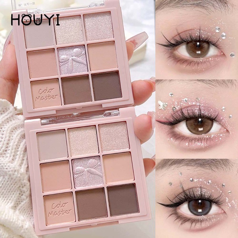 JADED Matte Eye Shadow Palette - 9 Colors Shiny Pearly Pink Brown ...