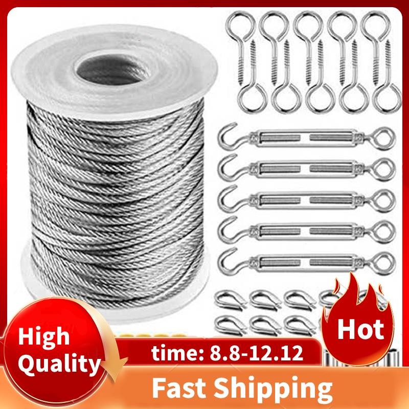 30M Steel PVC Coated Flexible Wire Rope Soft Cable Transparent Stainless Steel Clothesline ...