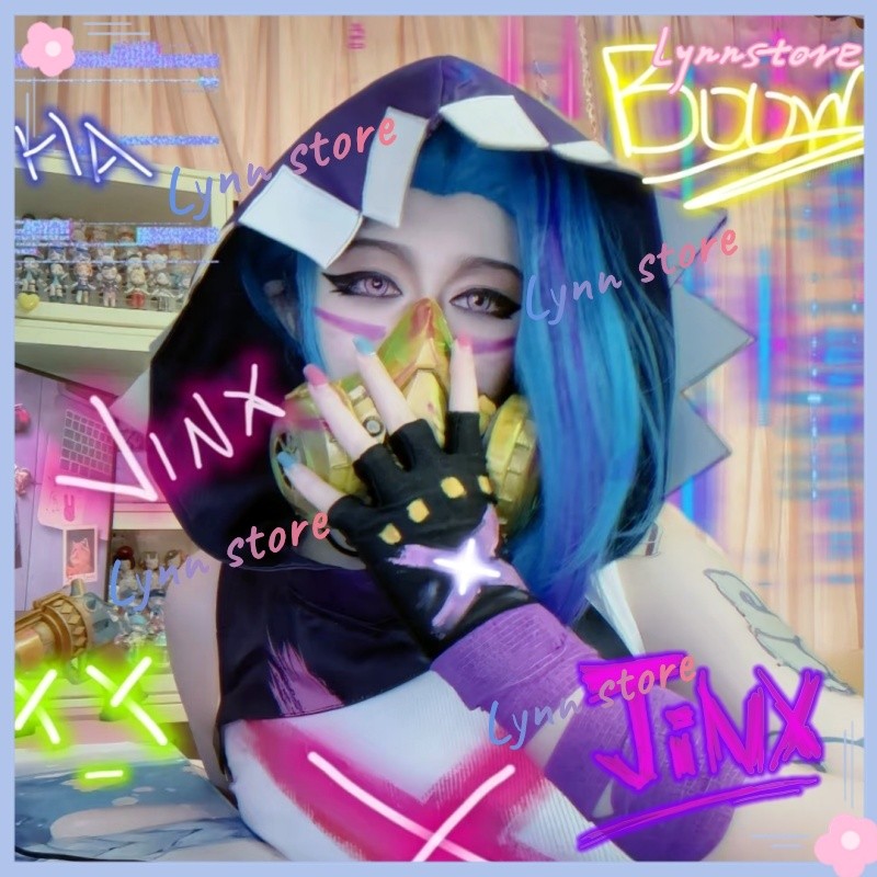 League of Legends Arcane Fractured JINX Cosplay Purple Hat Pow-Pow JINX ...