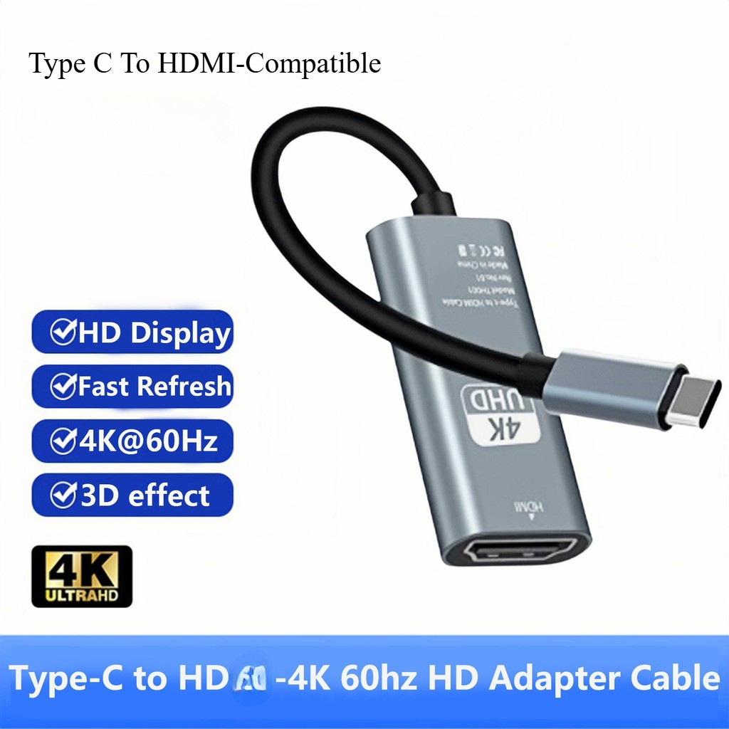 4K 60HZ 30HZ Type C To HDTV Adapter Type C Thunderbolt 3 To HDMI ...