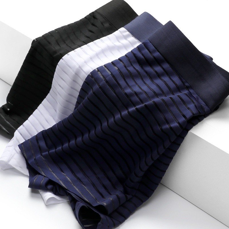 Men Underwear Ice Silk Seamless Boxer Mesh Modal Thin Style Summer ...