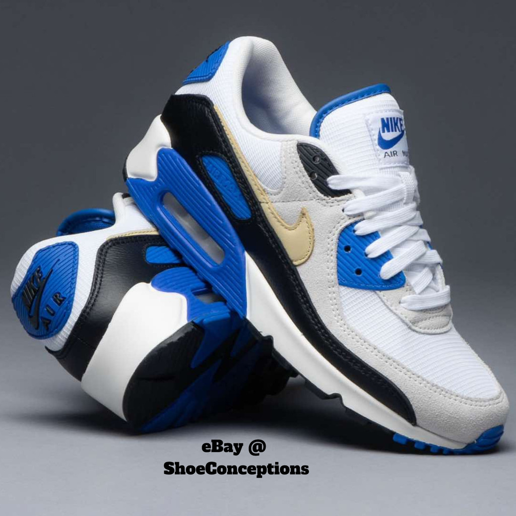 Nike Air Max 90 PRM Shoes White Black Racer Blue HF3449-100 Men's Sizes ...
