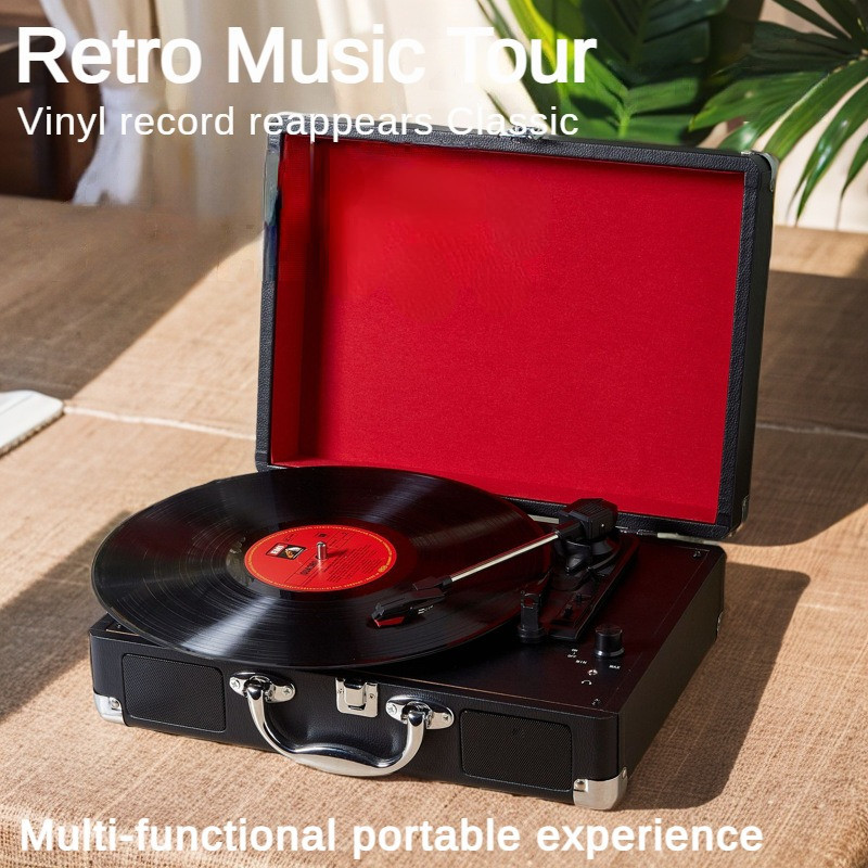 Rotary Disc Vinyl Record Player Retro Handheld Phonograph Portable USB ...