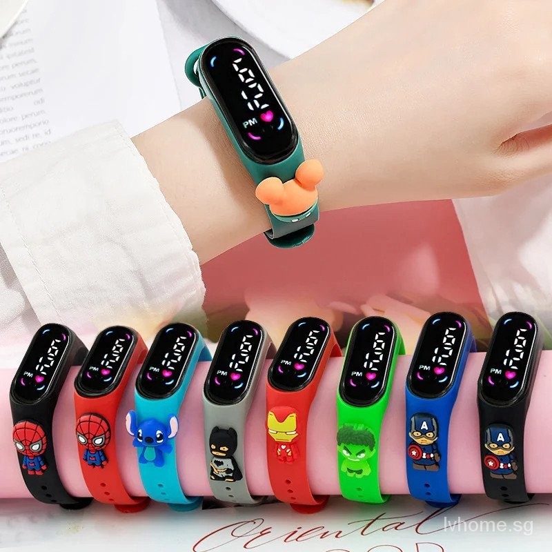 Disney Stitch LED Waterproof Kids Digital Watch Spiderman Hulk Children ...