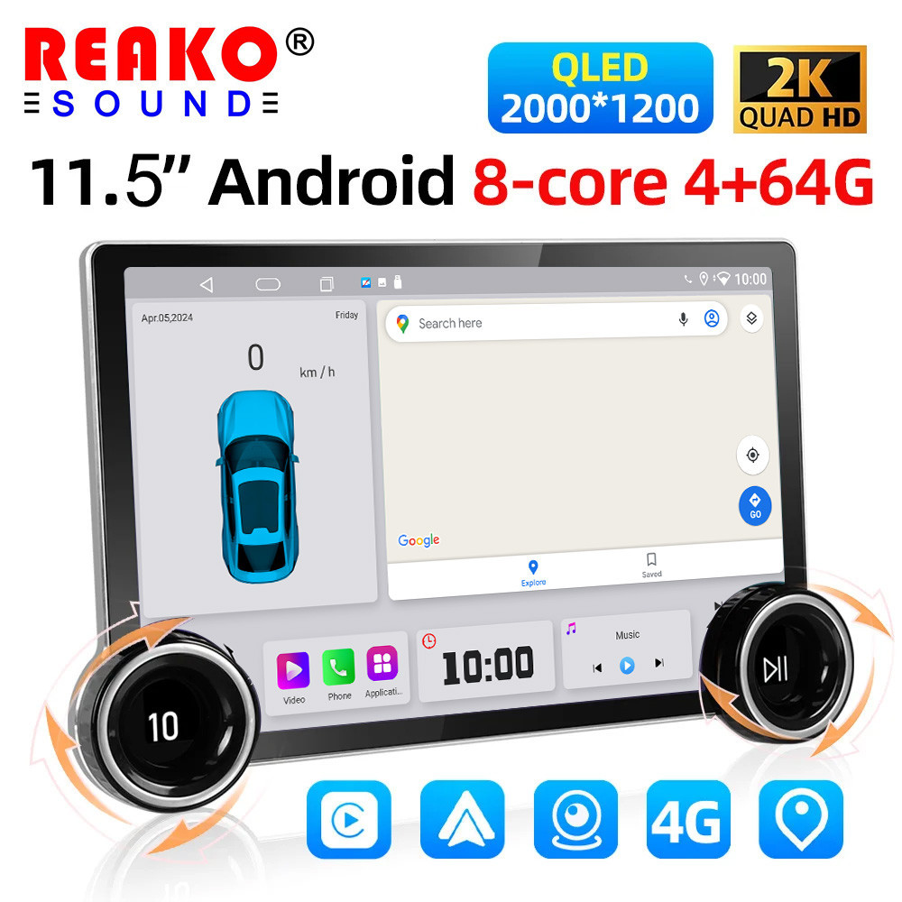 4G (sim) Android Car Audio Bluetooth Music Player CarPlay 2Din Touch ...