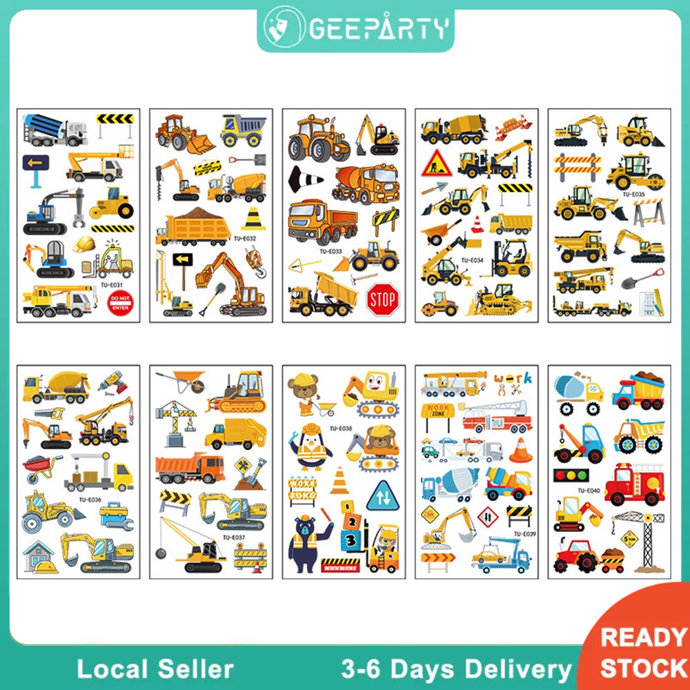 GeeParty 10 pcs Engineering Vehicle Truck Lorry Removable Temporary ...