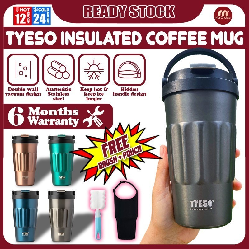 Tyeso Coffee Mug 500ml With Handle Design Free Pouch Bag 304 Stainless ...