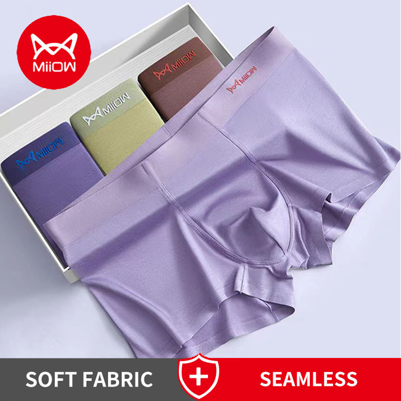 MiiOW 3Pcs Modal Men Boxers Underpants Male Hip Raise Antibacterial Cotton Cuecas Men's Panties ...