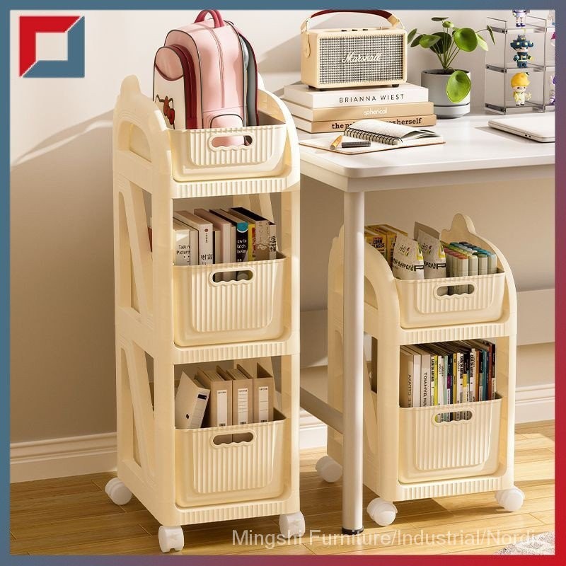 Small cart storage rack desk bookshelf student backpack rack movable ...