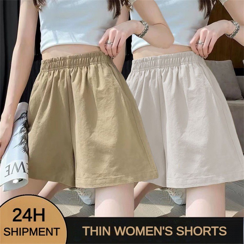 Summer Shorts Women Loose High Waist Overalls Wide Leg Pants Large Size ...