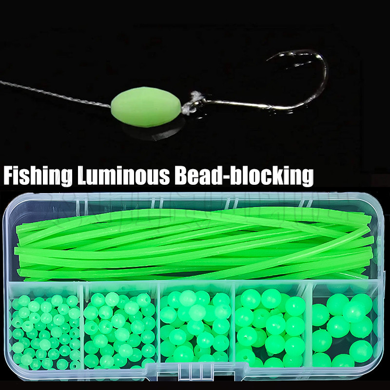 375Pcs/Set Luminous Fishing Beads - Silicone Anti-winding Glowing Tube ...