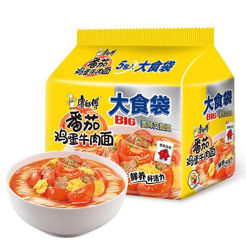 Master Kong Instant Noodles162g*5Bagged Tomato Egg Beef Noodles Large ...