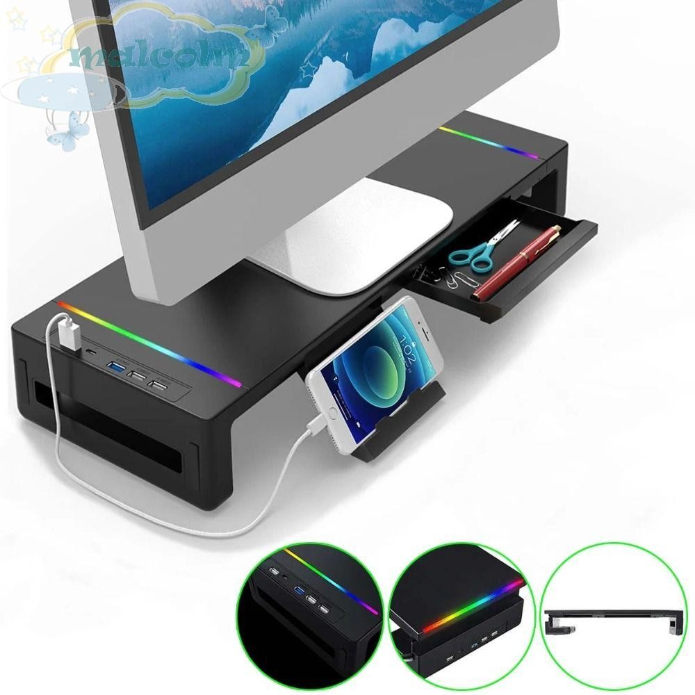 MALCOLM Monitor Stand Riser with USB, USB 3.0 & 2.0 Hub Foldable ...