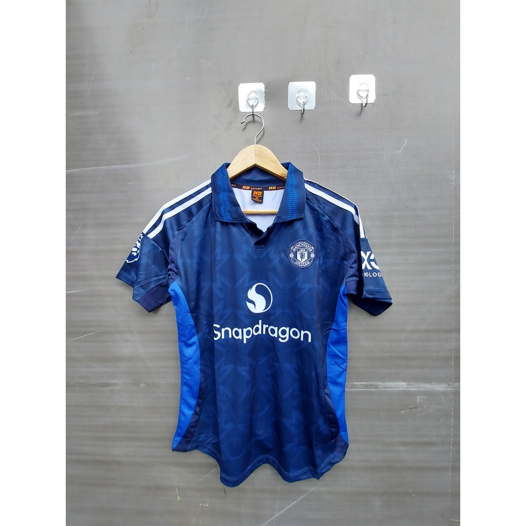 Manchester United soccer jersey blue and sesame elastic - mu manu blue ...
