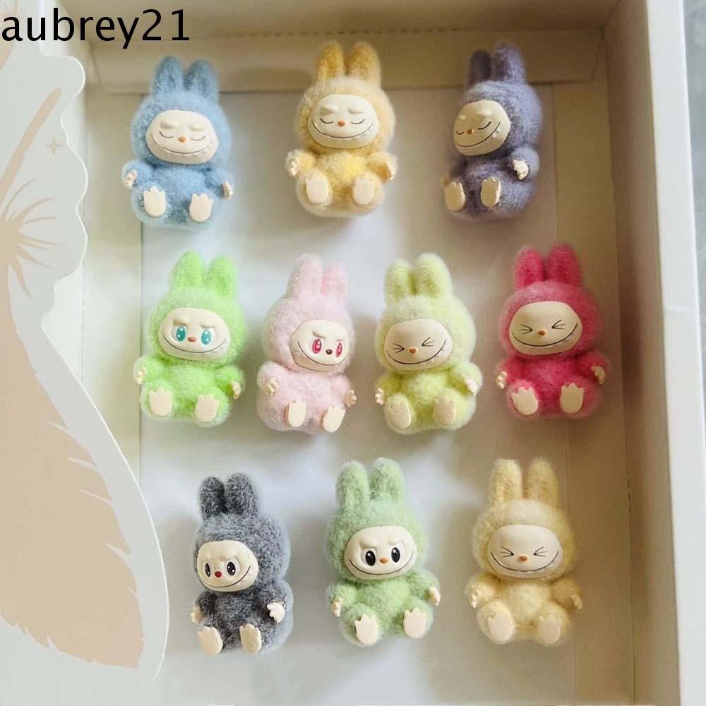 AUBREY1 Flocking Labubu Dolls, Desktop Decoration Pop Mart Cartoon PVC ...
