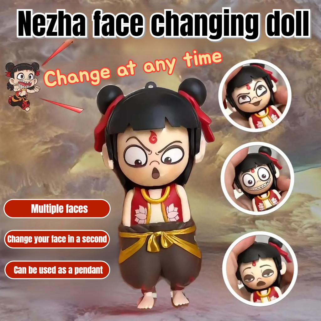Limited Edition Hand-Painted Nezha Cartoon Doll Creative Replaceable ...