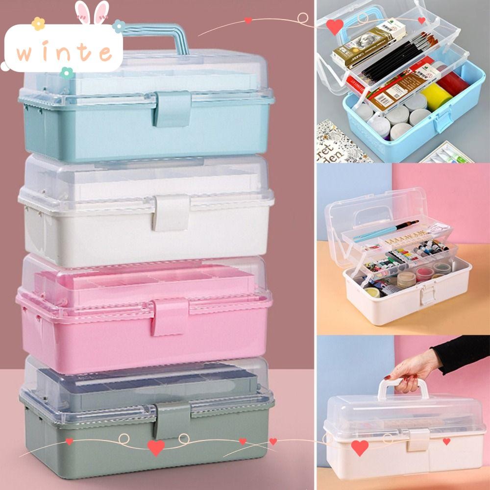 WINTE Craft Storage Box, Three-layer Plastic Sewing Storage Box, Large ...