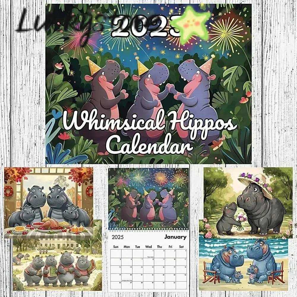 LUCKY Hippo Calendar, Daily Weekly Monthly Planner Whimsical Hippos ...