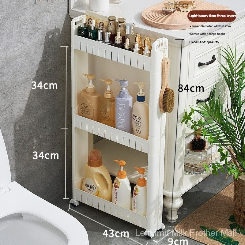 NEW 10cm Narrow Gap Storage Trolley Bathroom Gap Storage Rack Toilet ...