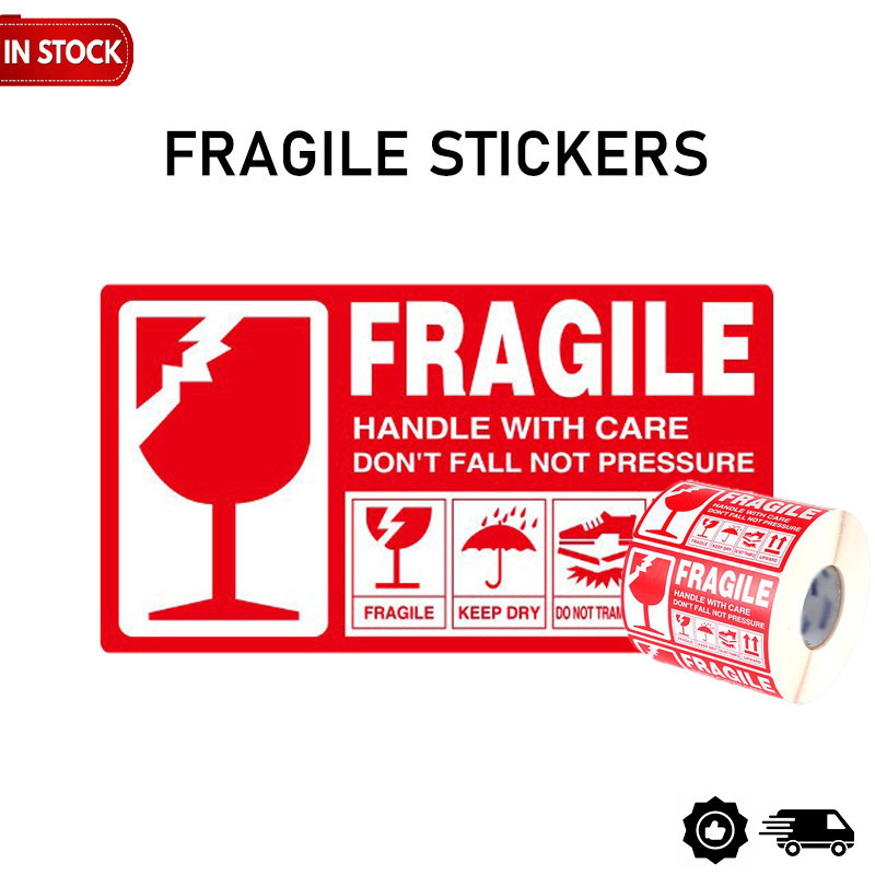 Fragile Label Sticker Handle with Care Sticker 9CM x 5CM - 1000pcs per ...