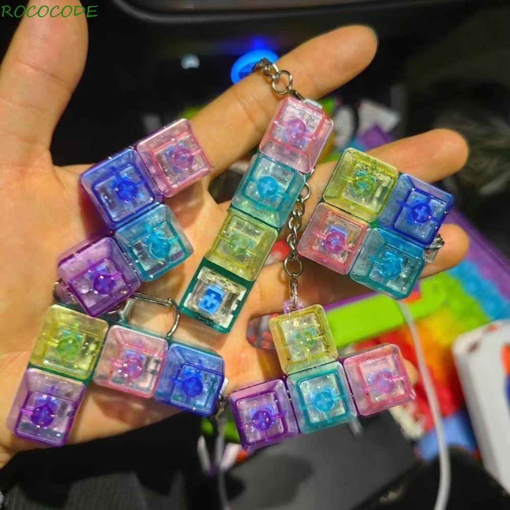 ROCOCODE Fingertip Button Keychain, Colorful Light PVC Button Keychain ...